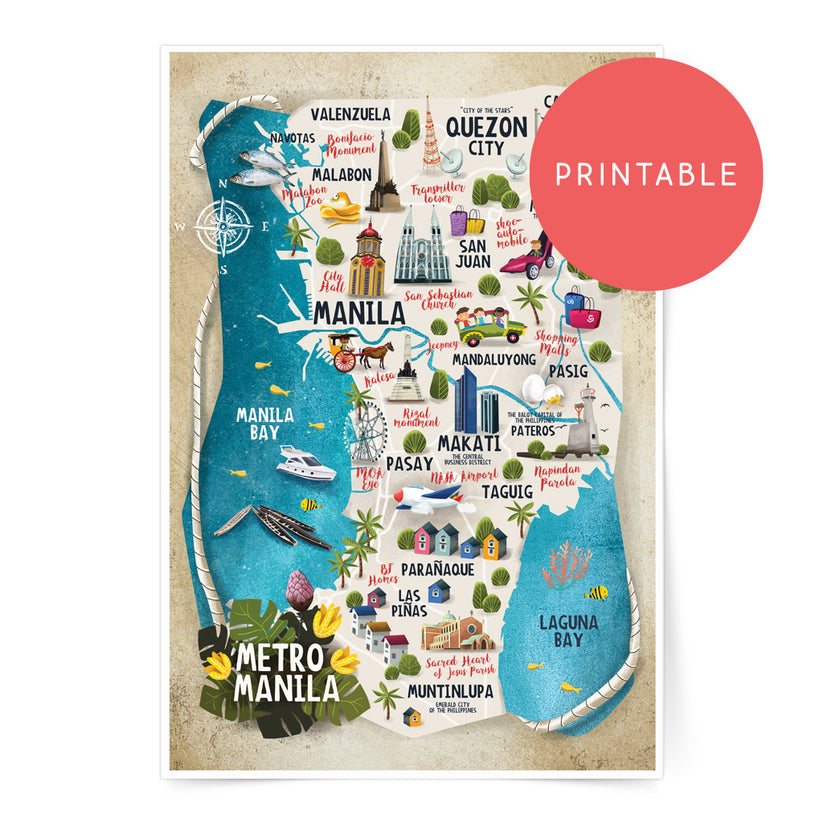 Metro Manila Map Printable Wall Art Poster – Pinspired Art Souvenirs