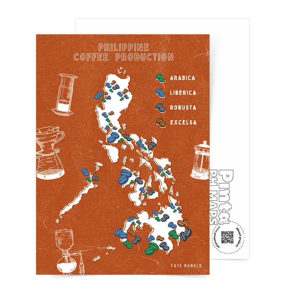Philippine Coffee Production Map Postcard by Faye Manalo – Pinspired ...