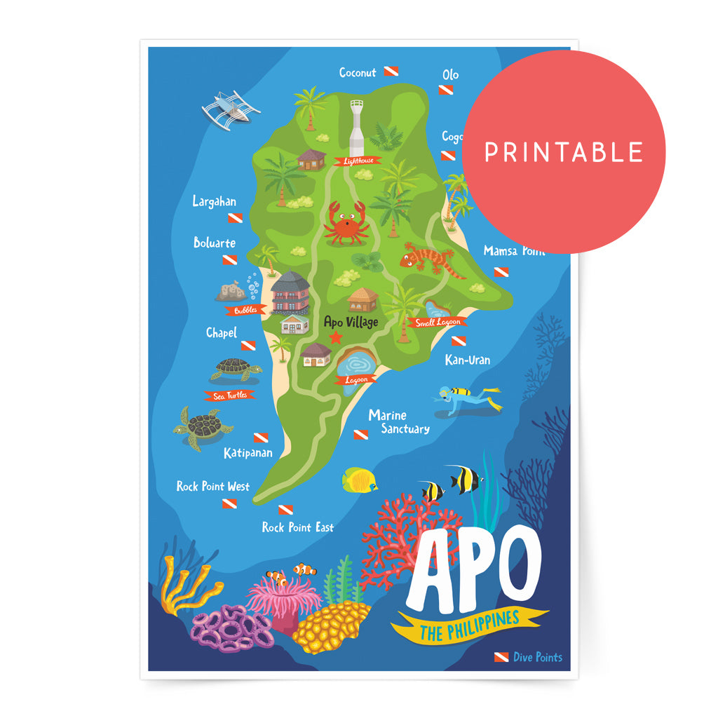 Apo Illustrated Map Printable Wall Art Poster – Pinspired Art Souvenirs