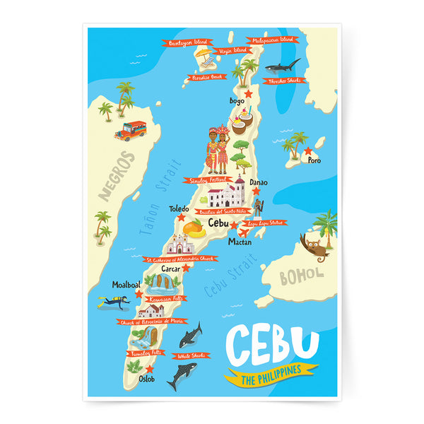 Cebu Illustrated Map Poster – Pinspired Art Souvenirs