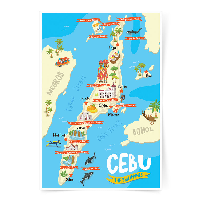 Cebu Illustrated Map Poster – Pinspired Art Souvenirs