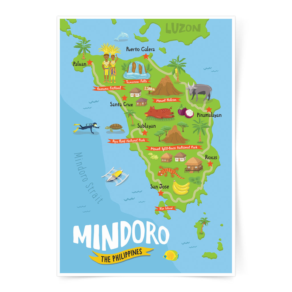민도로 그림 지도 포스터 – Pinspired Art Souvenirs