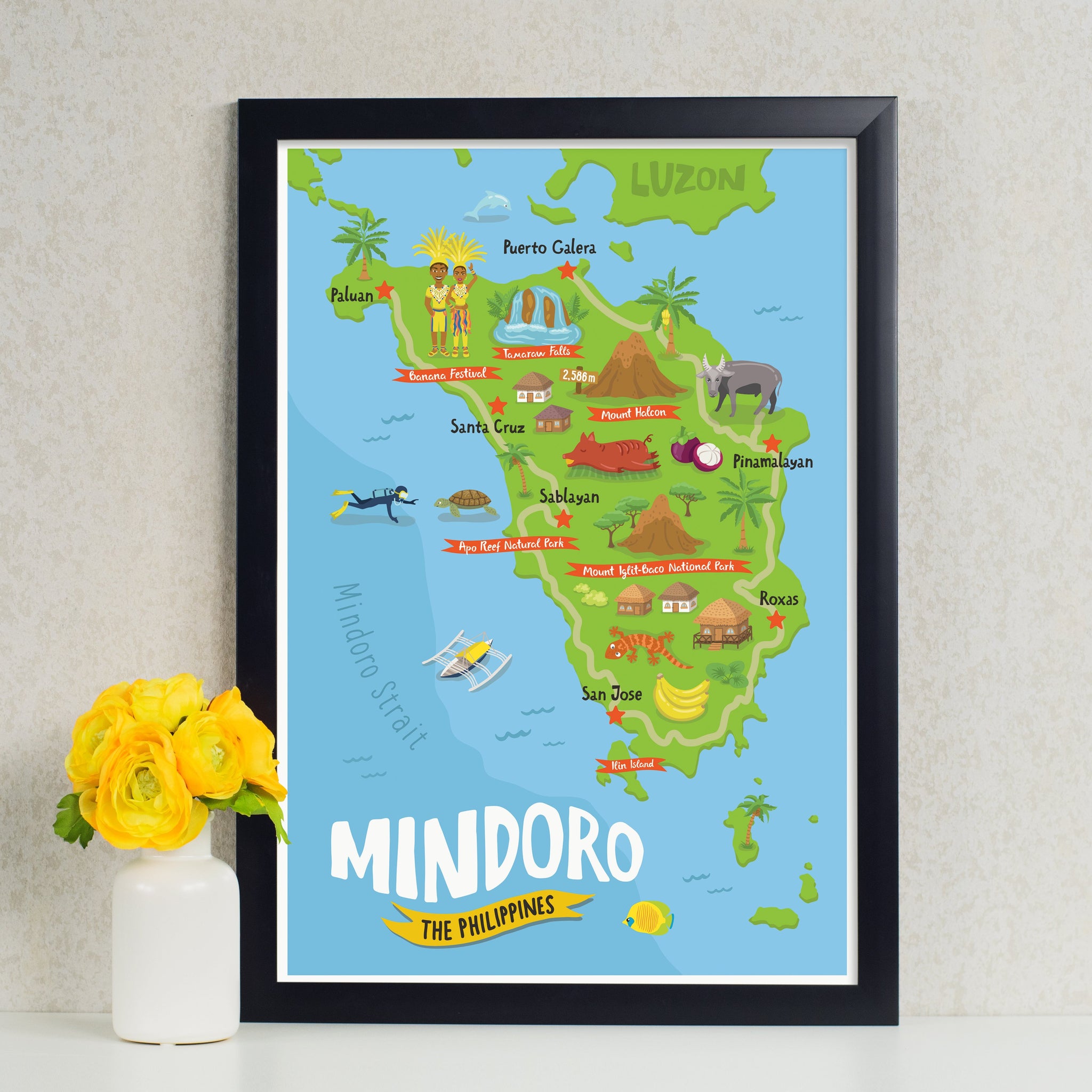 Mindoro Illustrated Map Poster – Pinspired Art Souvenirs