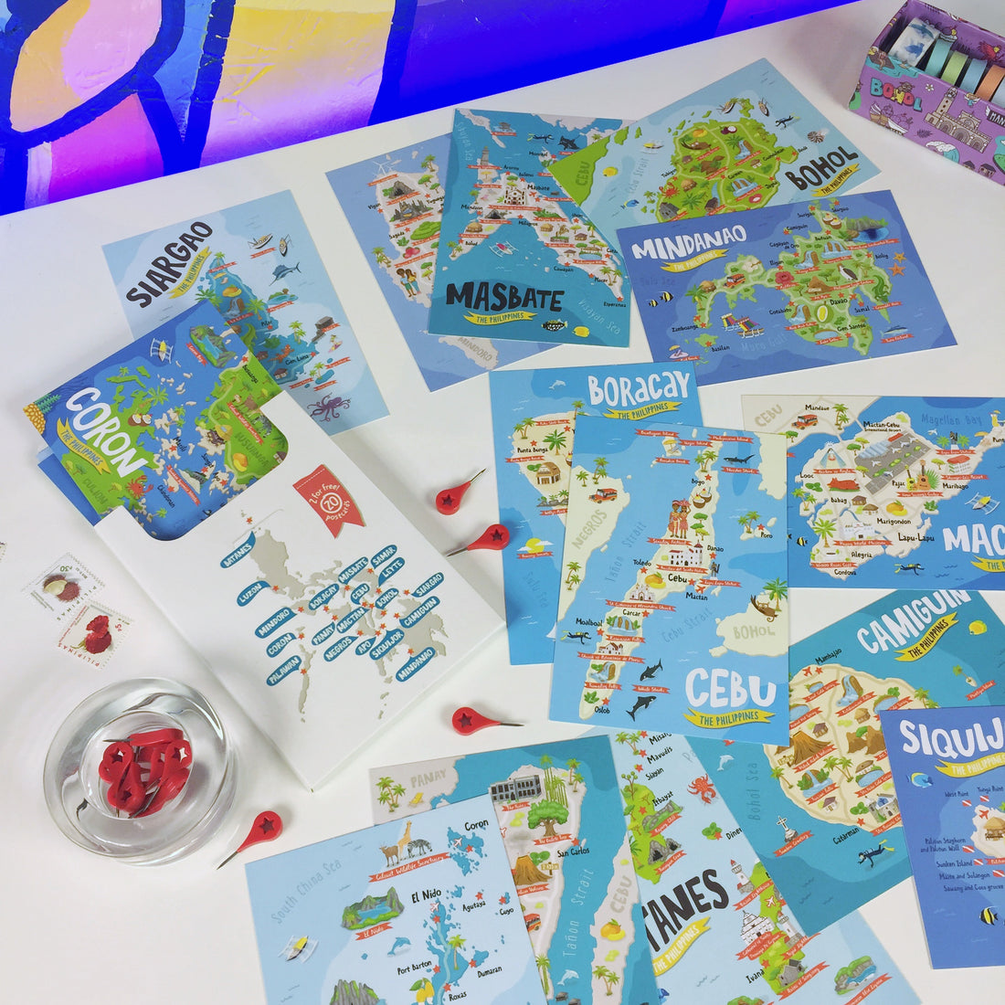 Island Illustrated Maps Postcard Set Of 20 – Pinspired Art Souvenirs