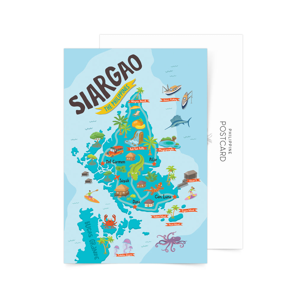 Siargao Illustrated Map Postcard – Pinspired Art Souvenirs