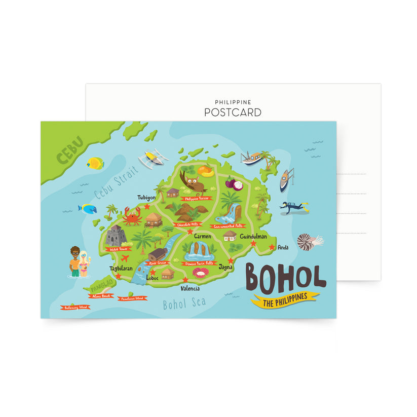Bohol Illustrated Map Postcard – Pinspired Art Souvenirs