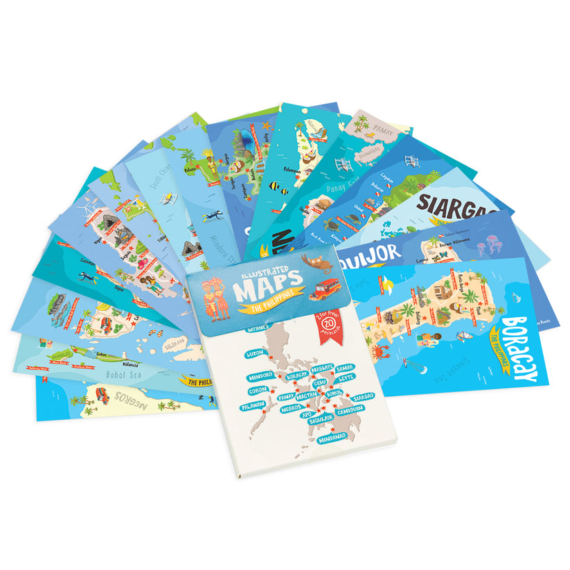 Island Illustrated Maps Postcard Set Of 20 – Pinspired Art Souvenirs