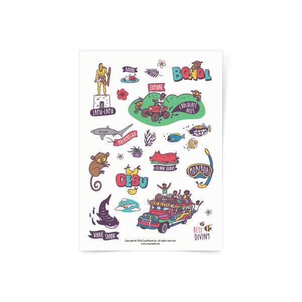 Travel Bohol And Cebu Sticker Sheet – Pinspired Art Souvenirs